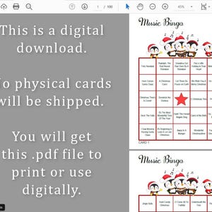 100 Christmas Music Bingo Cards, 1 and 2 per Page, 75 Call Fun Holiday ...