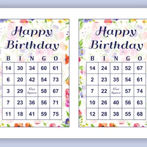 500 Birthday Bingo Cards Pdf Download, 1 and 2 per Page, 75 Call ...