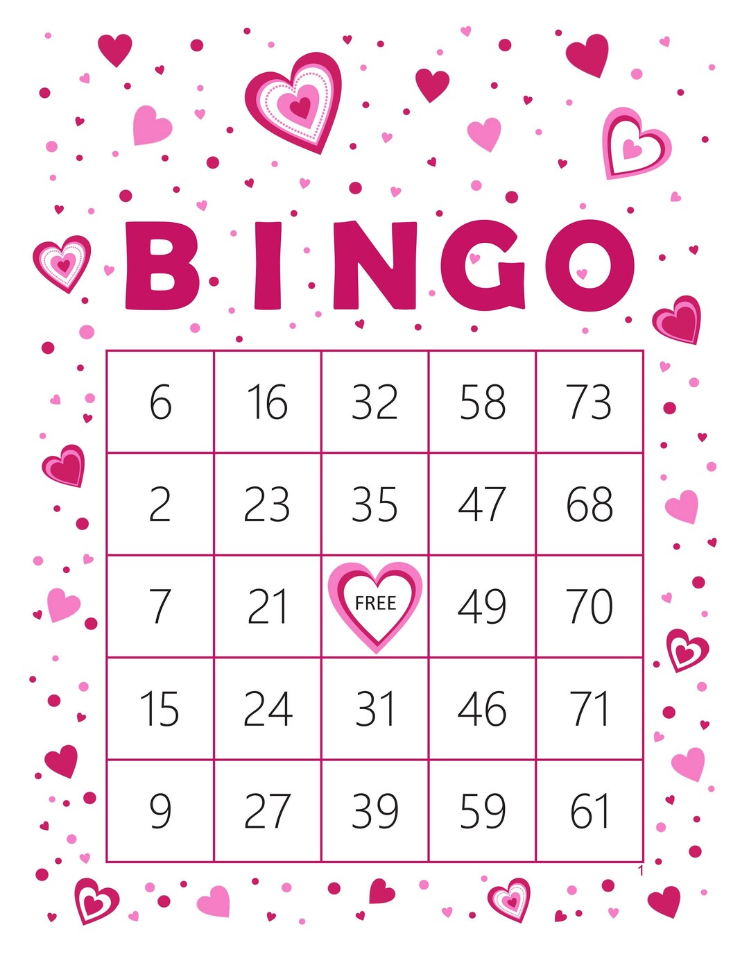 100 Bingo Cards Pdf Download 1 per Page Instant Printable - Etsy
