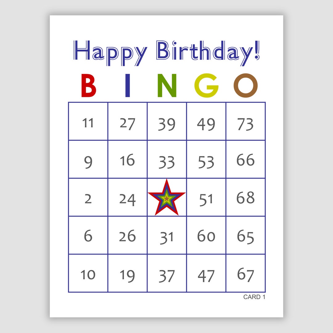 100 Birthday Bingo Cards Pdf Download, 1 per Page, 75 Call, Instant ...