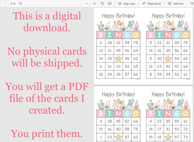 100 Birthday Bingo Cards Pdf Download 1 per Page Instant - Etsy