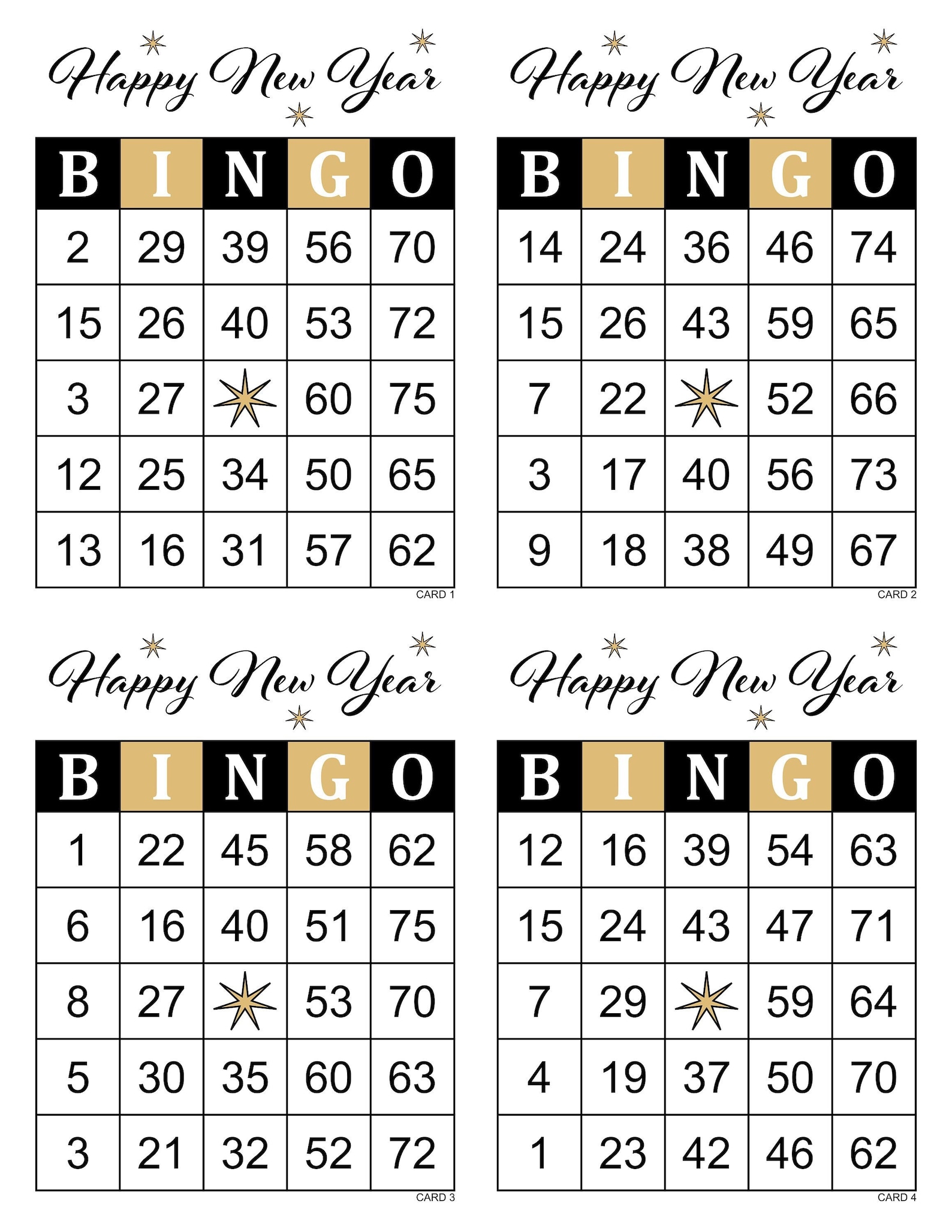 500 Happy New Year Bingo Cards Pdf Download 4 per Page - Etsy