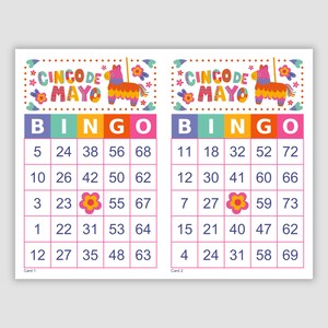 1000 Cinco De Mayo Bingo Cards Pdf Download, 1, 2, and 4 per Page, 75 ...