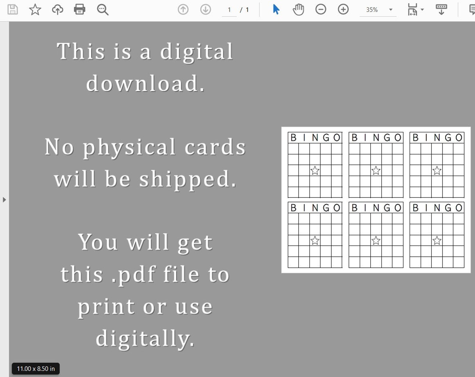 Blank Bingo Card Template, Prints 1, 2, 4, 6, and 9 per Page, Instant ...