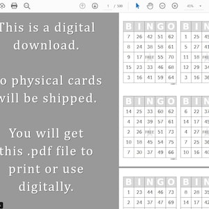 2000 Bingo Cards Pdf Download, 1, 2, and 4 per Page, Instant Printable ...