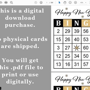 500 Happy New Year Bingo Cards Pdf Download, 1, 2, and 4 per Page ...