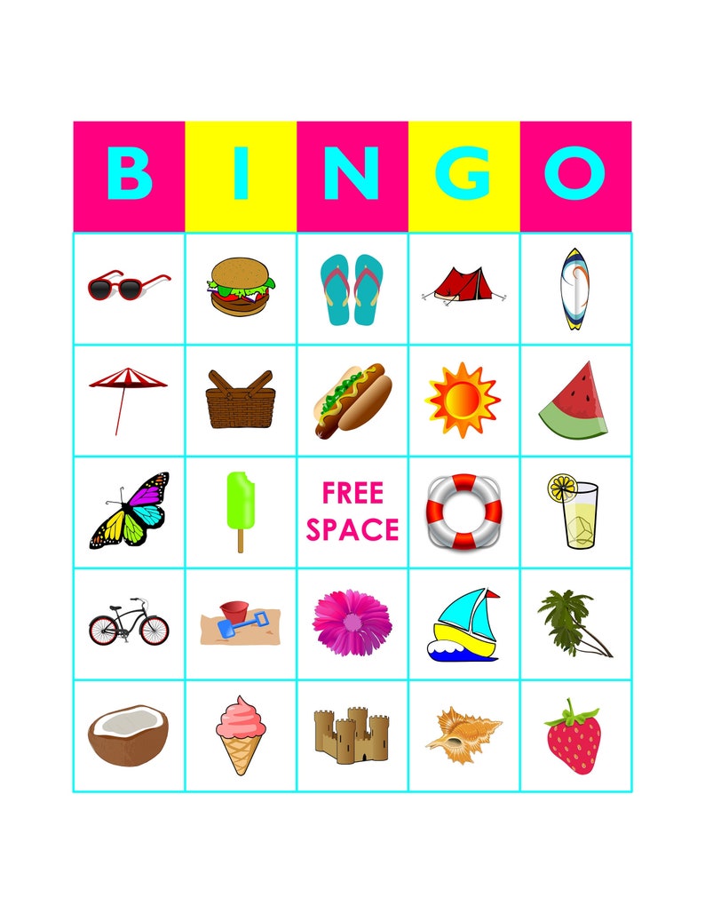 Summer Bingo Cards 100 Cards 1 per Page PDF Download - Etsy