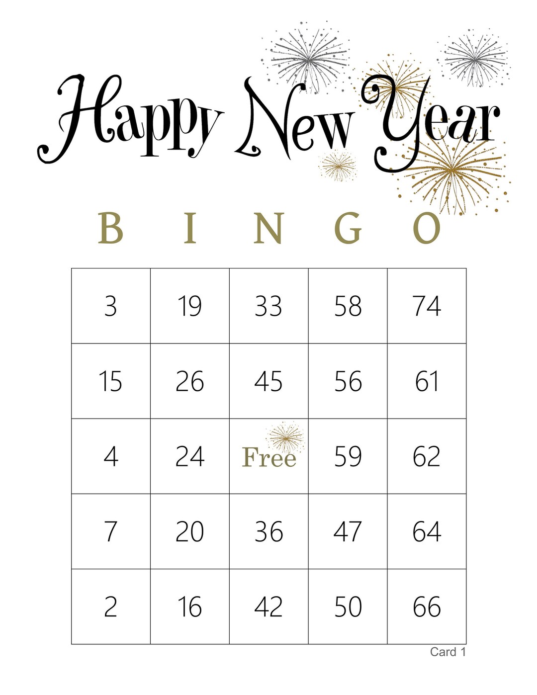 200 Happy New Year Bingo Cards Pdf Download 1 2 and 4 per - Etsy