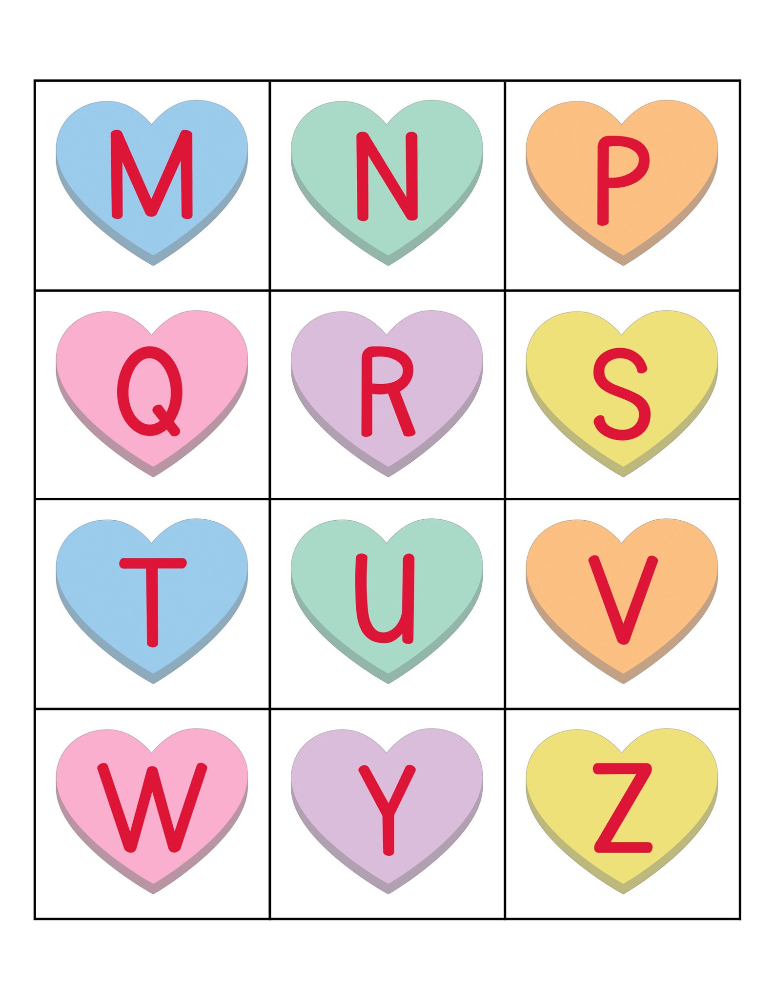 100 Valentines Day Alphabet Bingo Pdf Download 1 per Page - Etsy