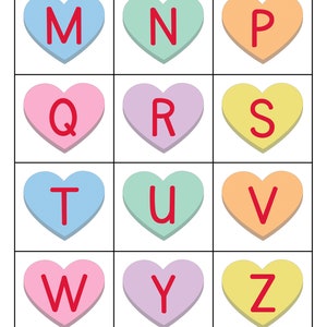 200 Valentine’s Day Alphabet Bingo Pdf Download, 1 per Page, 24 Call ...