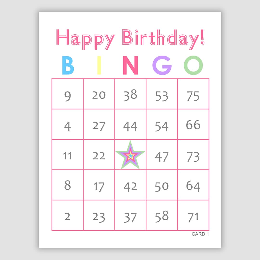 100 Birthday Bingo Cards Pdf Download, 1 per Page, 75 Call, Instant ...