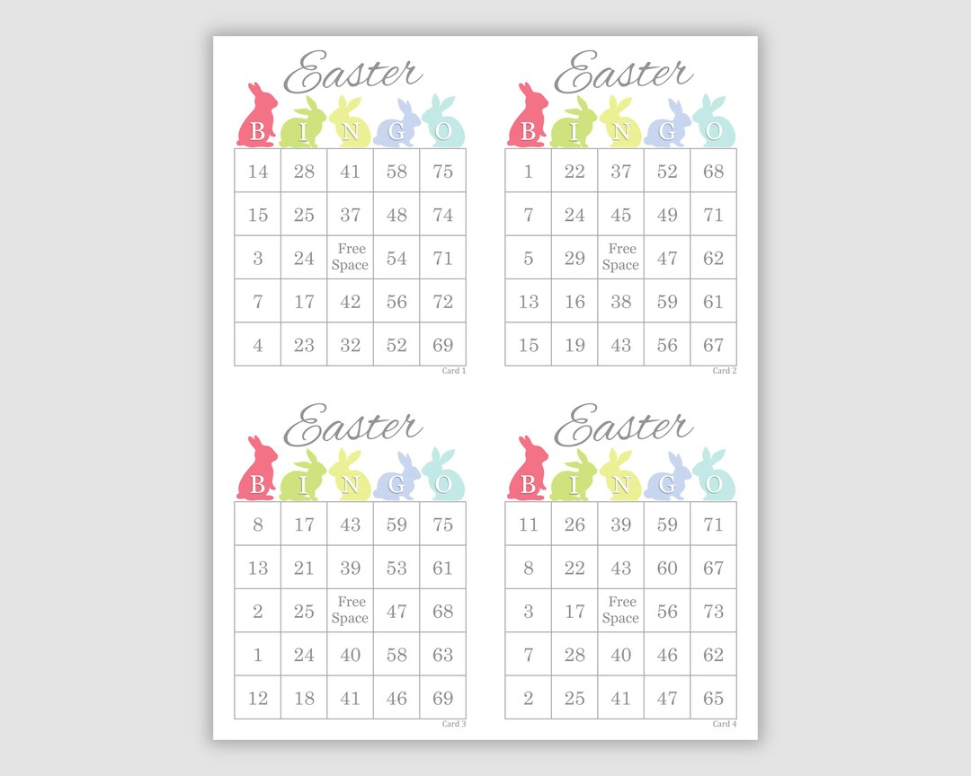 1000 Easter Bingo Cards Pdf Download, 1, 2, and 4 per Page, 75 Call ...