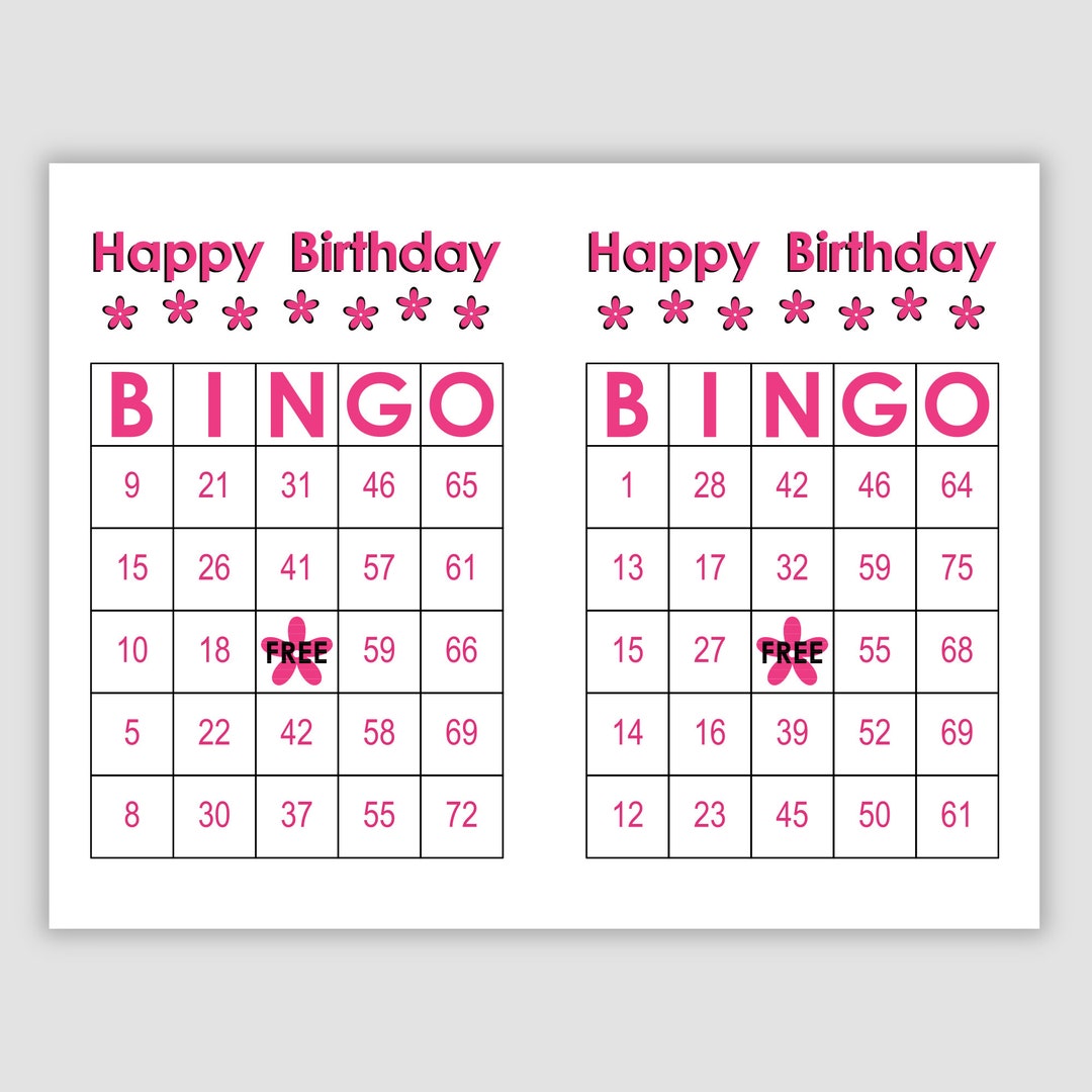 100 Birthday Bingo Cards Pdf Download, 2 per Page, Instant Printable ...