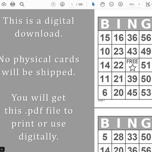 500 Bingo Cards Pdf Download, 1, 2, and 4 per Page, Jumbo Large Print ...