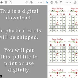 200 Happy Holidays Bingo Cards, 1, 2, and 4 per Page, Fun Instant ...