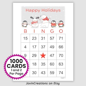 1000 Happy Holidays Bingo Cards Pdf Download, Instant Printable Fun ...