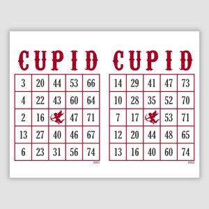 100 Cupid Bingo Cards Pdf Download, 1, 2, and 4 per Page, Instant ...