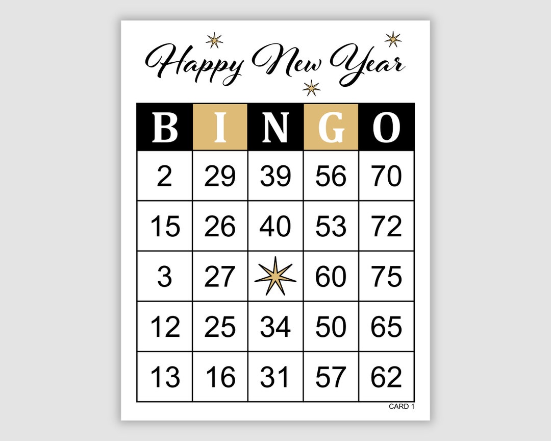 500 Happy New Year Bingo Cards Pdf Download, 1, 2, and 4 per Page ...