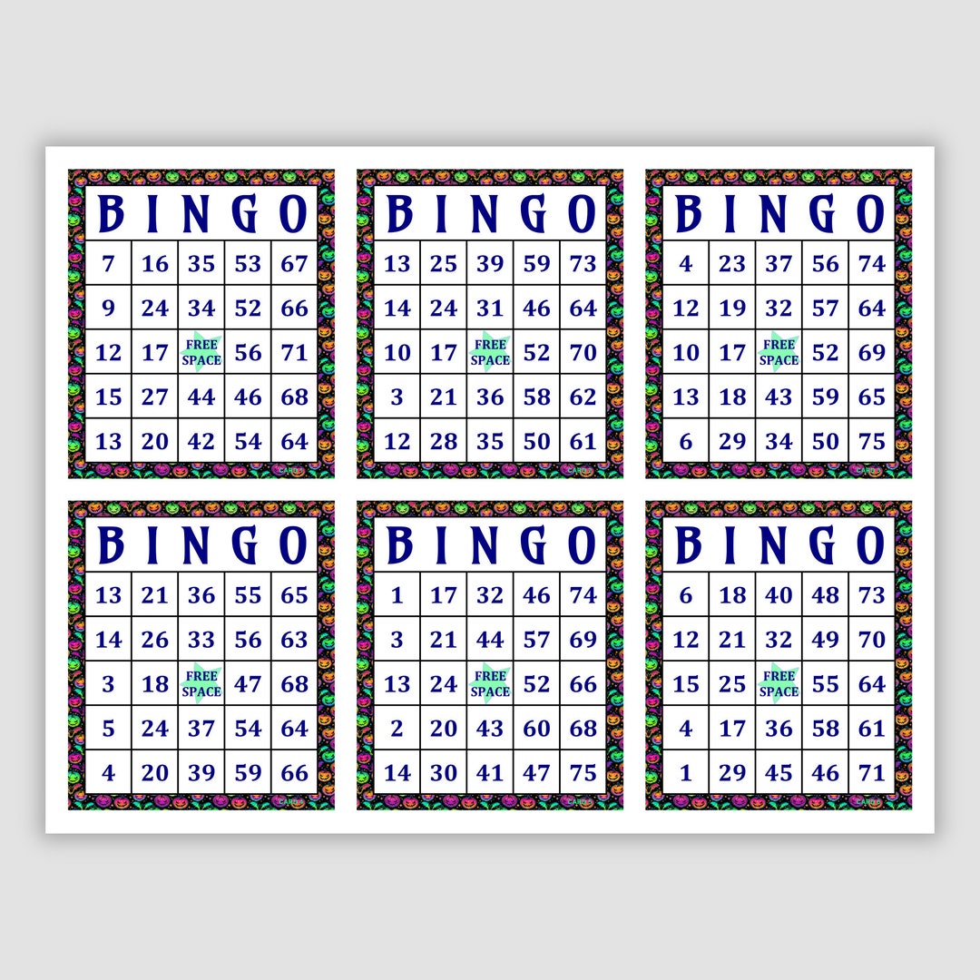 600 Halloween Bingo Cards Pdf Download, 1, 2, 4, and 6 per Page ...