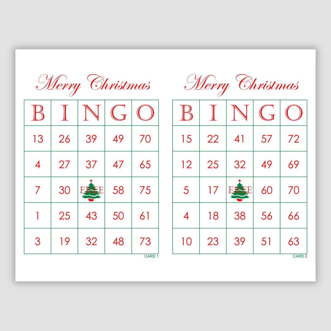 100 Merry Christmas Bingo Cards Pdf Download, 2 per Page, Instant ...