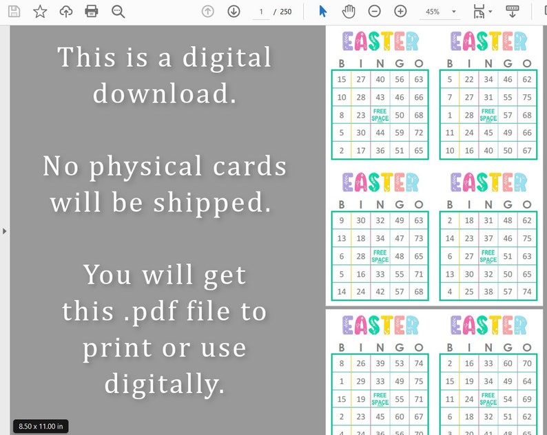 1000 Easter Bingo Cards Large Print Pdf Download, 1, 2, and 4 per Page ...