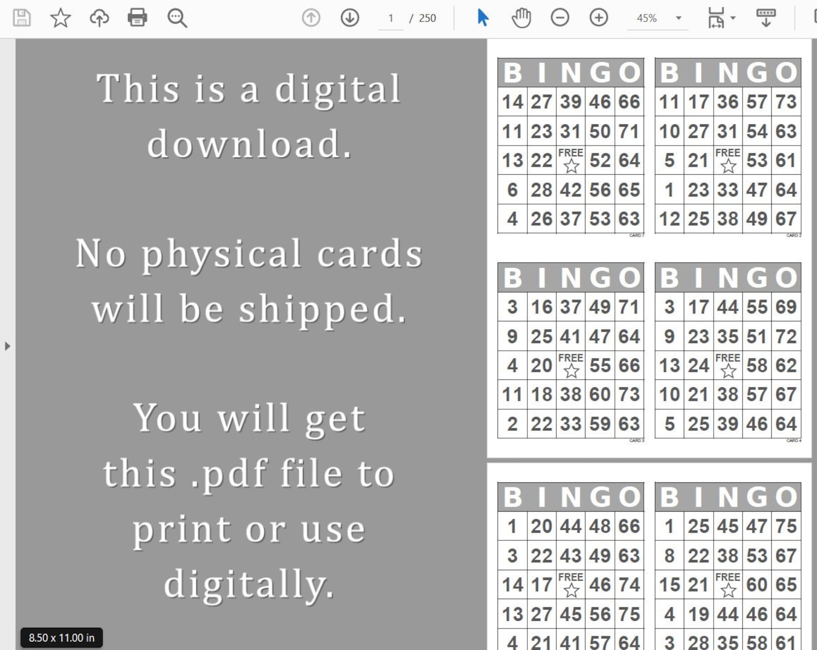 1000 Bingo Cards Pdf Download, 1, 2, and 4 per Page, Large Print ...