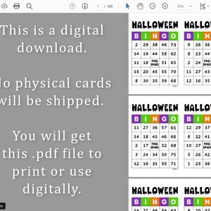 600 Halloween Bingo Cards PDF Halloween Bingo Print Out Printable Bingo ...