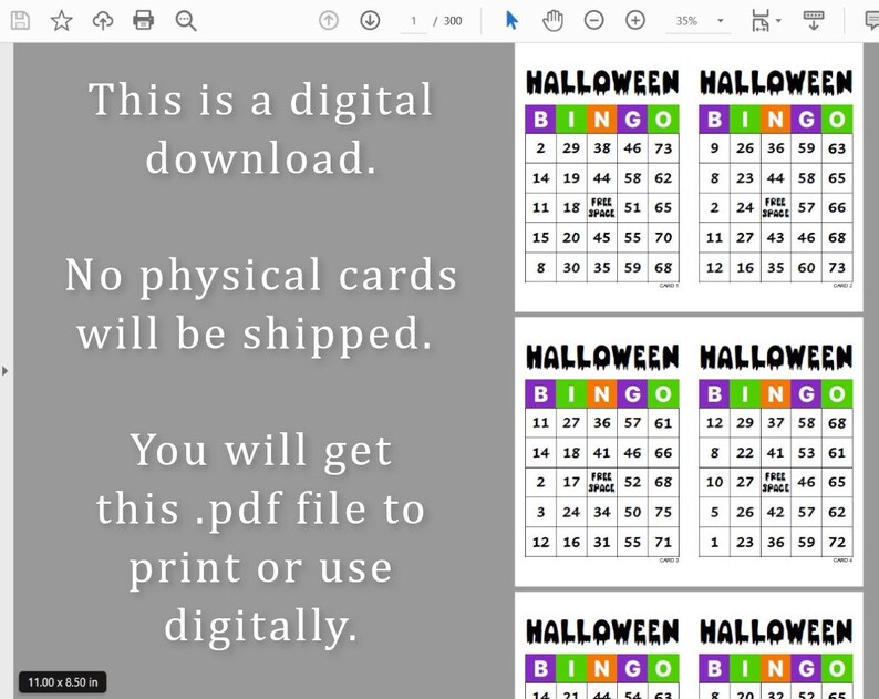 600 Halloween Bingo Cards PDF Halloween Bingo Print Out Printable Bingo ...