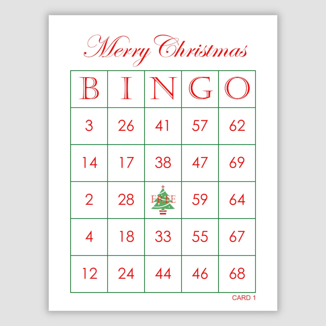 100 Merry Christmas Bingo Cards Pdf Download, 1 per Page, Instant ...