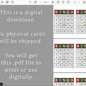 1000 Red and Green Bingo Cards, 1, 2, and 4 per Page, Pdf Download ...