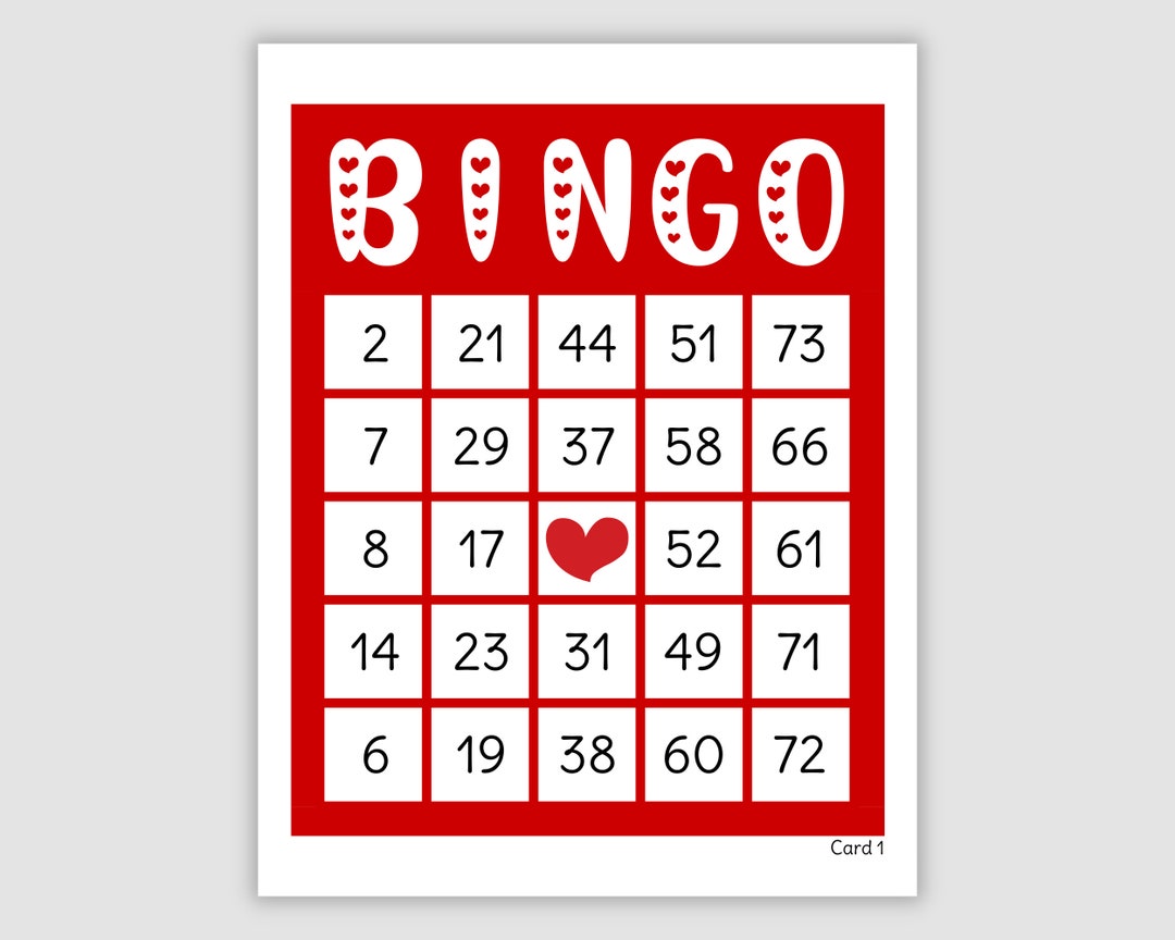 1000 Valentine's Day Bingo Cards Pdf Download, 1, 2, and 4 per Page ...