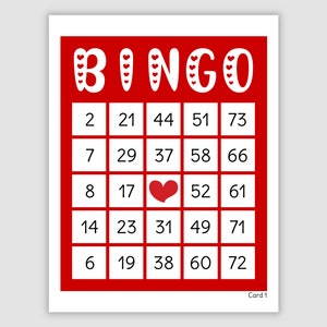 1000 Valentine's Day Bingo Cards Pdf Download, 1, 2, and 4 per Page ...