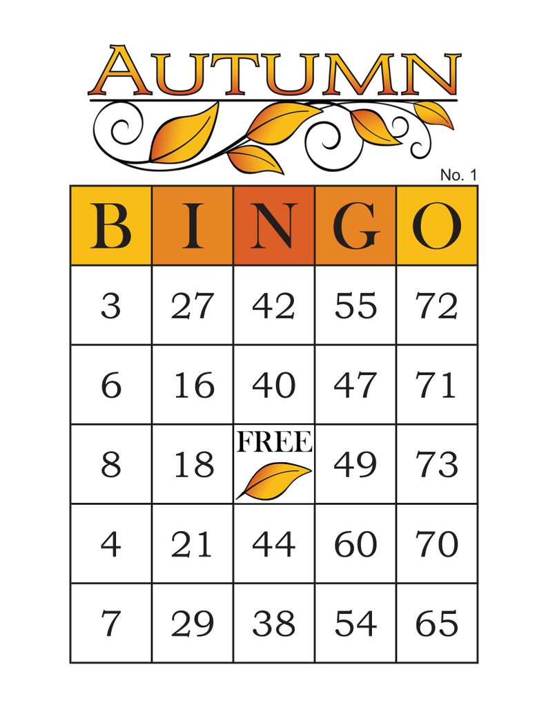 200 Autumn Bingo Cards 1 and 2 per Page Instant Printable - Etsy