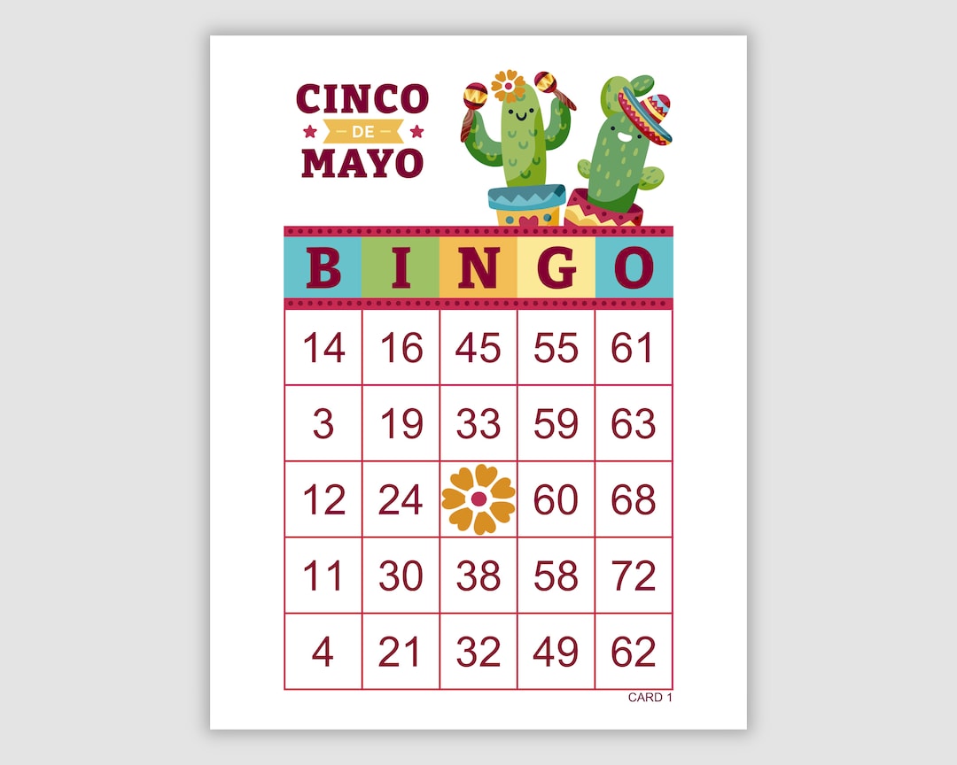 1000 Cinco De Mayo Bingo Cards Pdf Download, 1 ,2, and 4 per Page, 75 ...