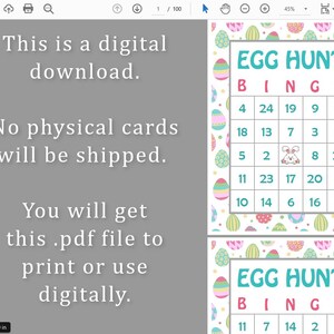 100 Egg Hunt Bingo Cards, 1, 2, and 4 per Page, Bingo or Scavenger Hunt ...