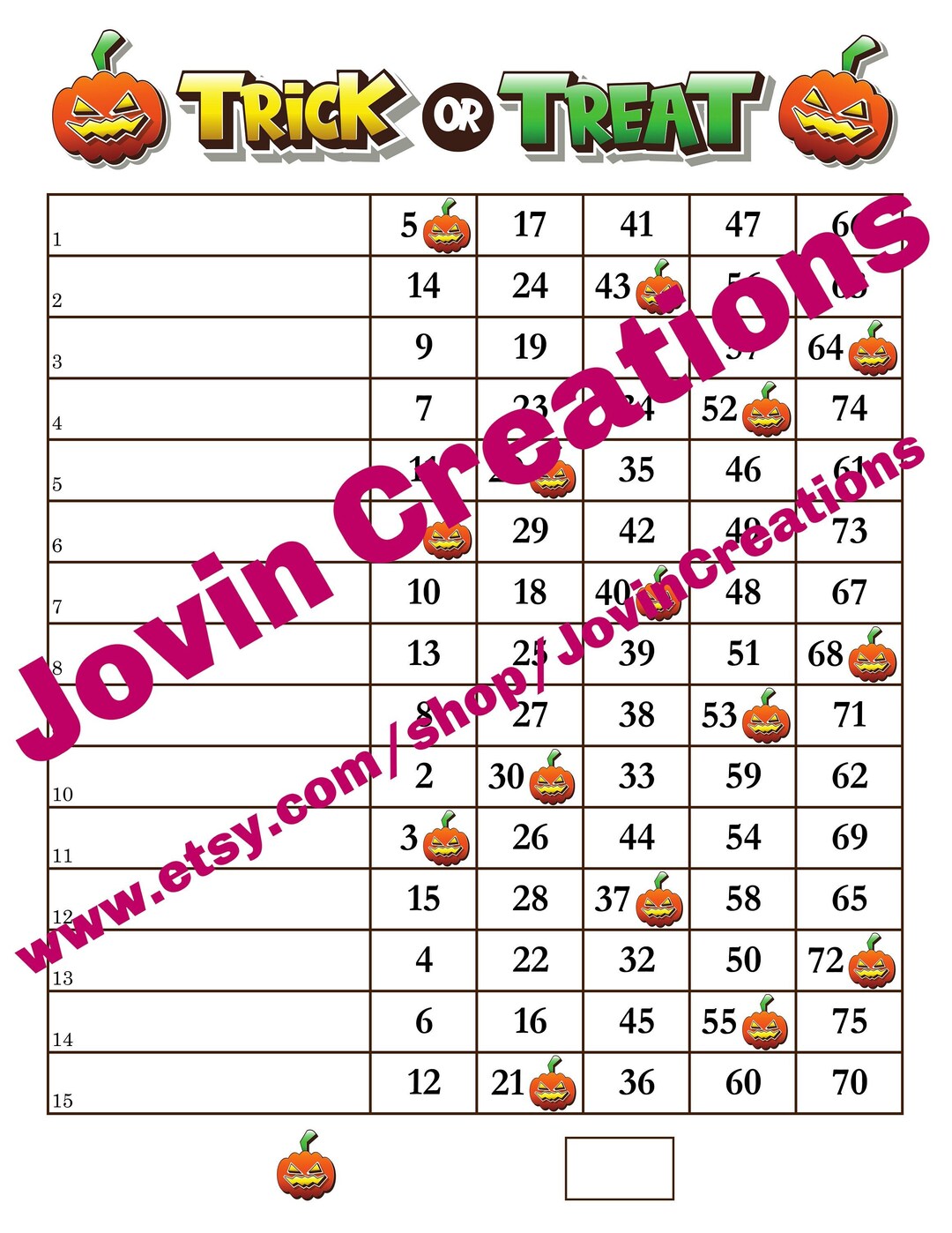 2 Halloween Bingo Boards Plus 1 Blank, 15 Line 75 Call, Instant ...