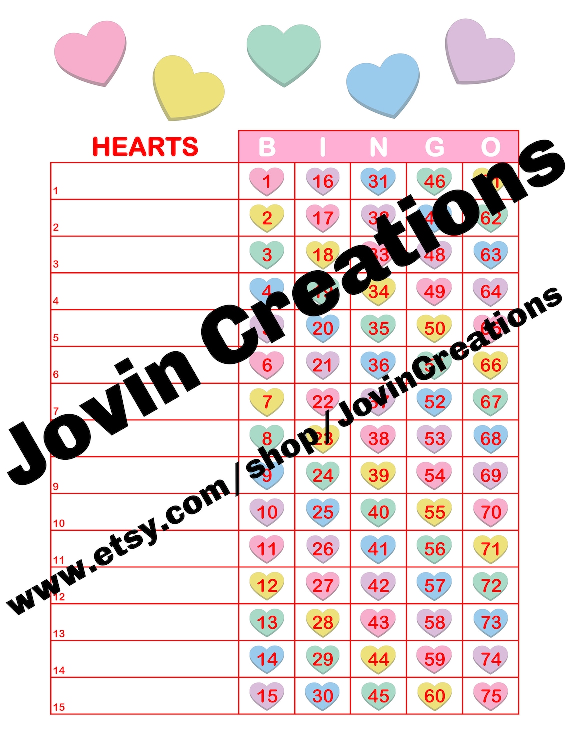 2 Hearts Bingo Boards Plus 1 Blank Instant Printable Pdf - Etsy