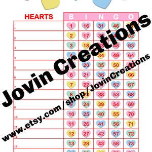 2 Hearts Bingo Boards Plus 1 Blank, Instant Printable Pdf Download ...