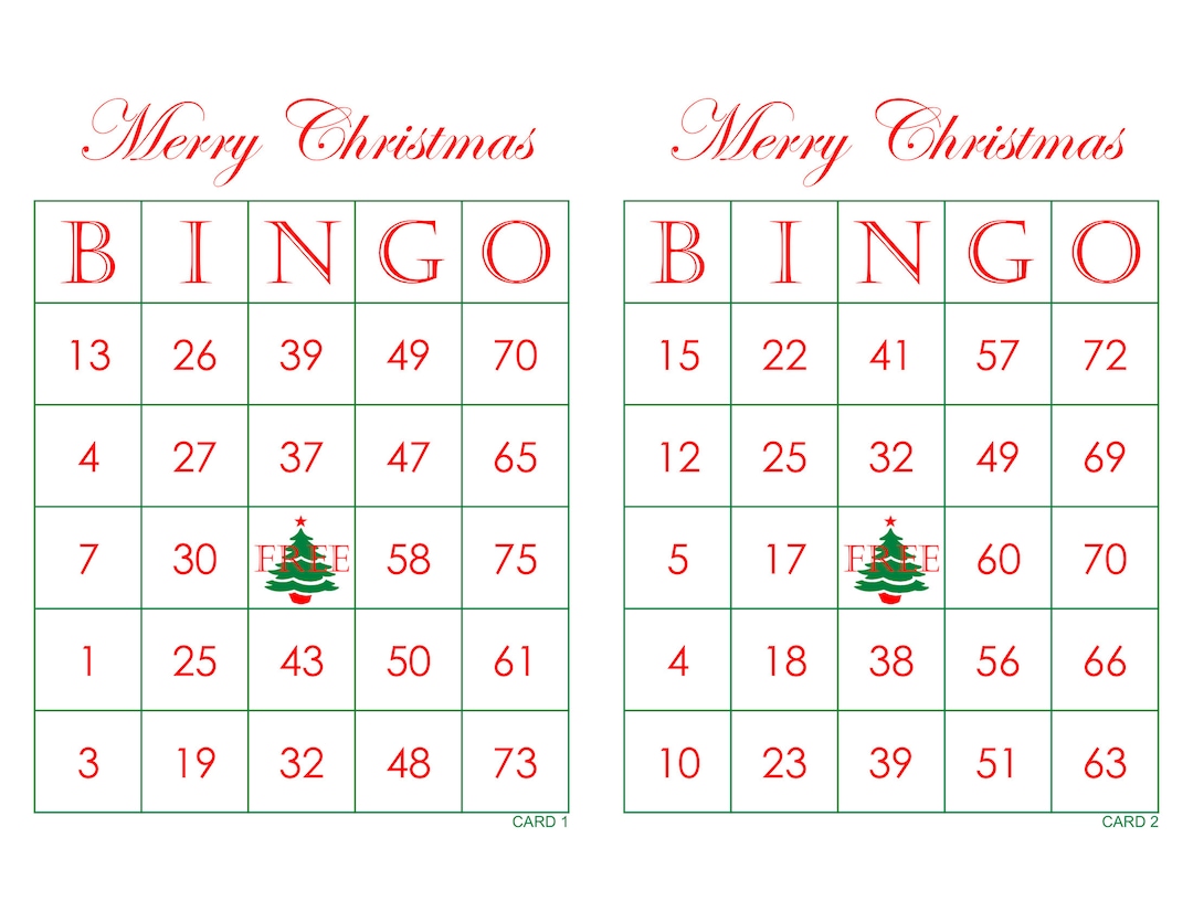 200 Merry Christmas Bingo Cards Pdf Download, 2 per Page, Instant ...