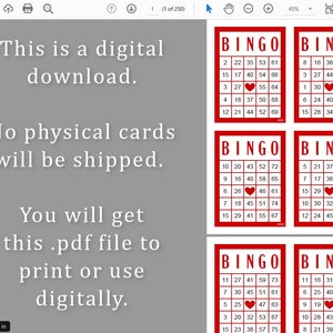 1000 Valentine's Day Bingo Cards Pdf Download, 1, 2, and 4 per Page ...