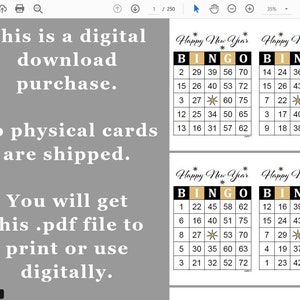 500 Happy New Year Bingo Cards Pdf Download, 1, 2, and 4 per Page ...