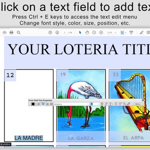 Editable Loteria Template, 25 Cards, Change 1 or All 54 Call Images ...