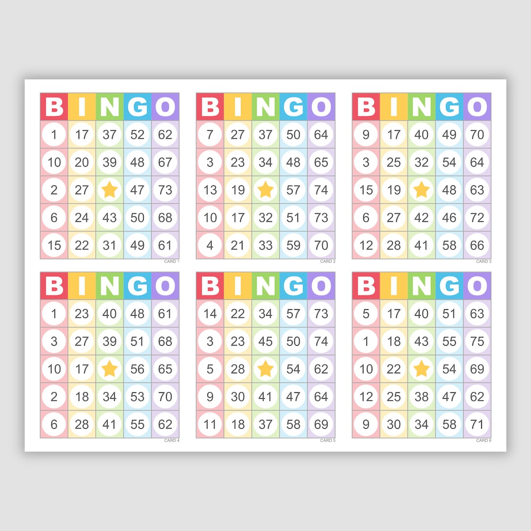 1000 Rainbow Bingo Cards Pdf Download, 1, 2, 4, and 6 per Page, Instant ...