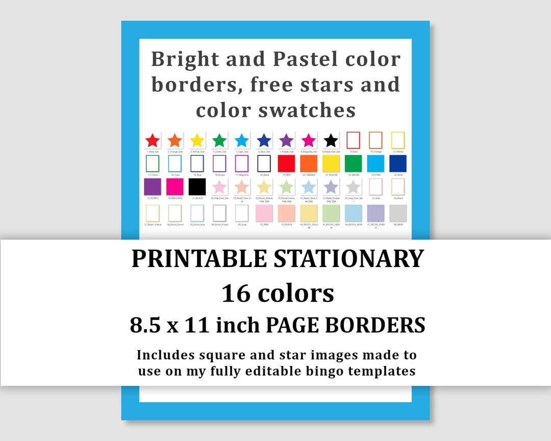 Editable Bingo Template Background Images, Free Stars and Color ...