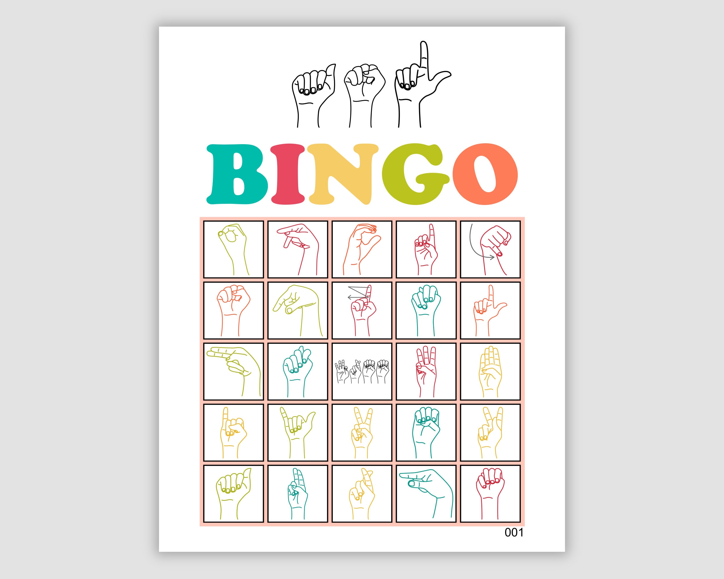 Asl Bingo Cards Action Bingo Game — SLP