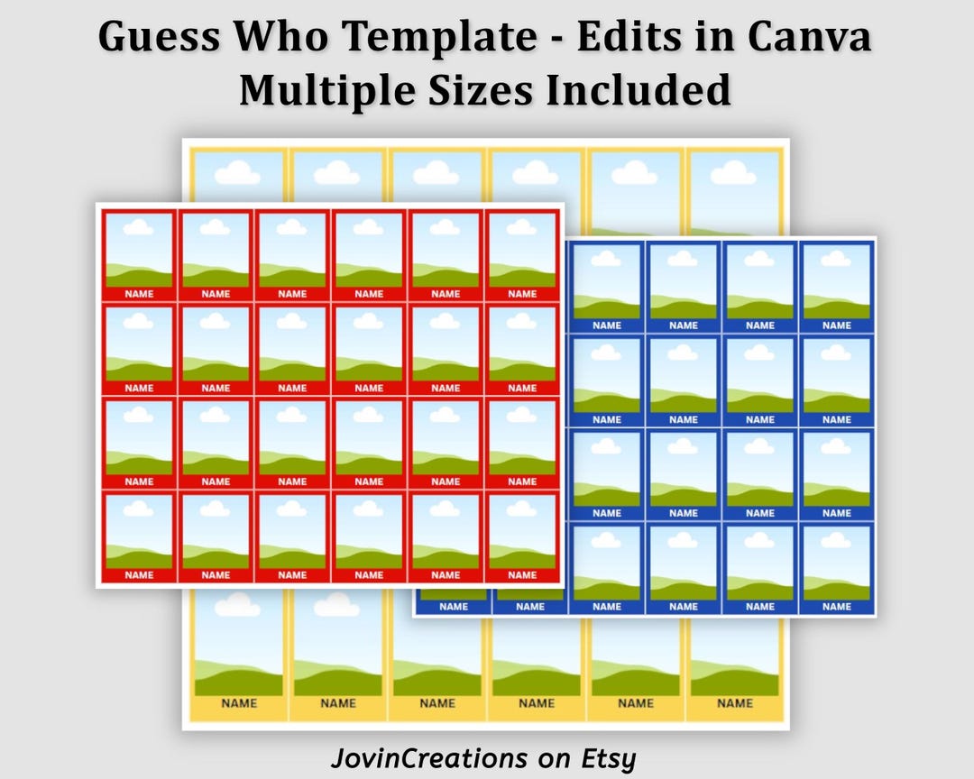 Guess Who Template, Make Custom Guess Who Games, Multiple Sizes ...