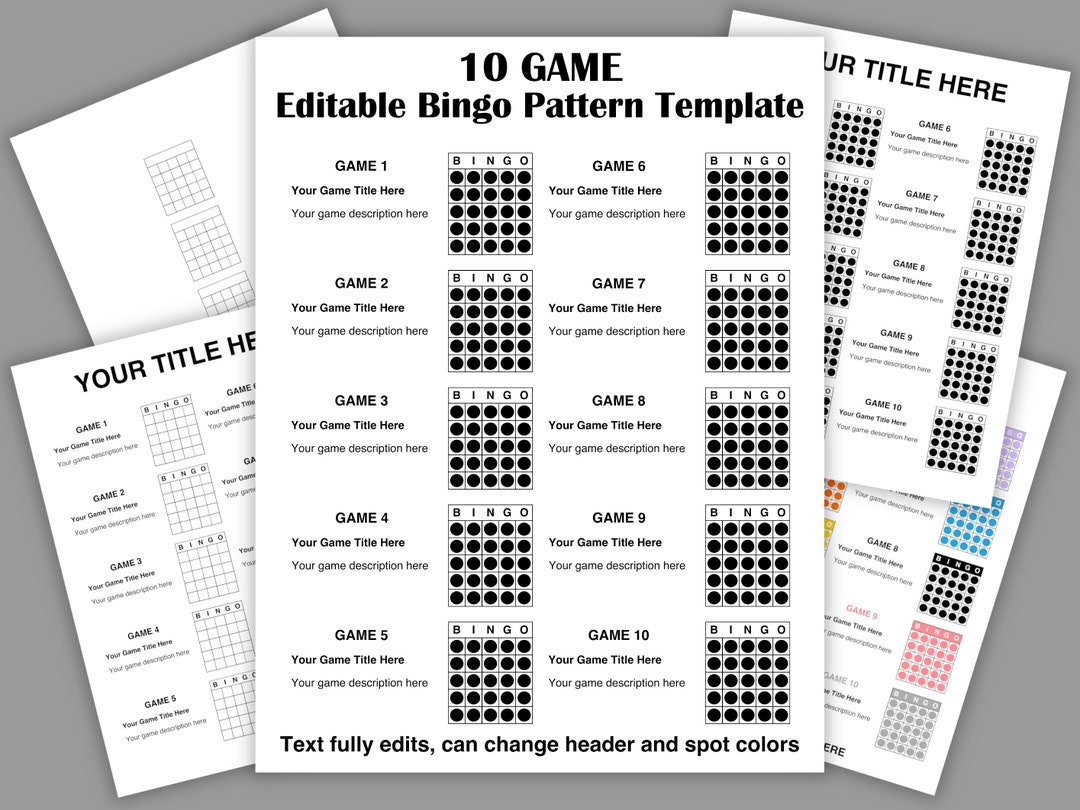 10 Game Editable Bingo Patterns, Easily Create Your Own 10 Game Program ...