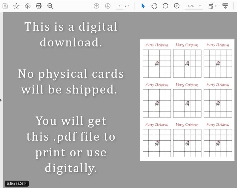 Blank Bingo Card Template, Christmas Bingo, Prints 1, 2, 4, 6, and 9 ...