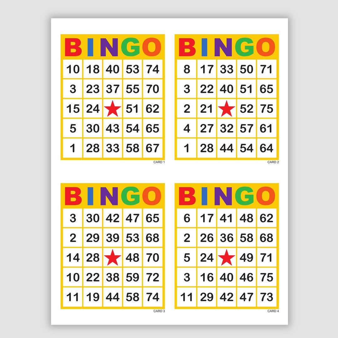 1000 Bingo Cards Pdf Download 1 2 and 4 per Page Instant - Etsy
