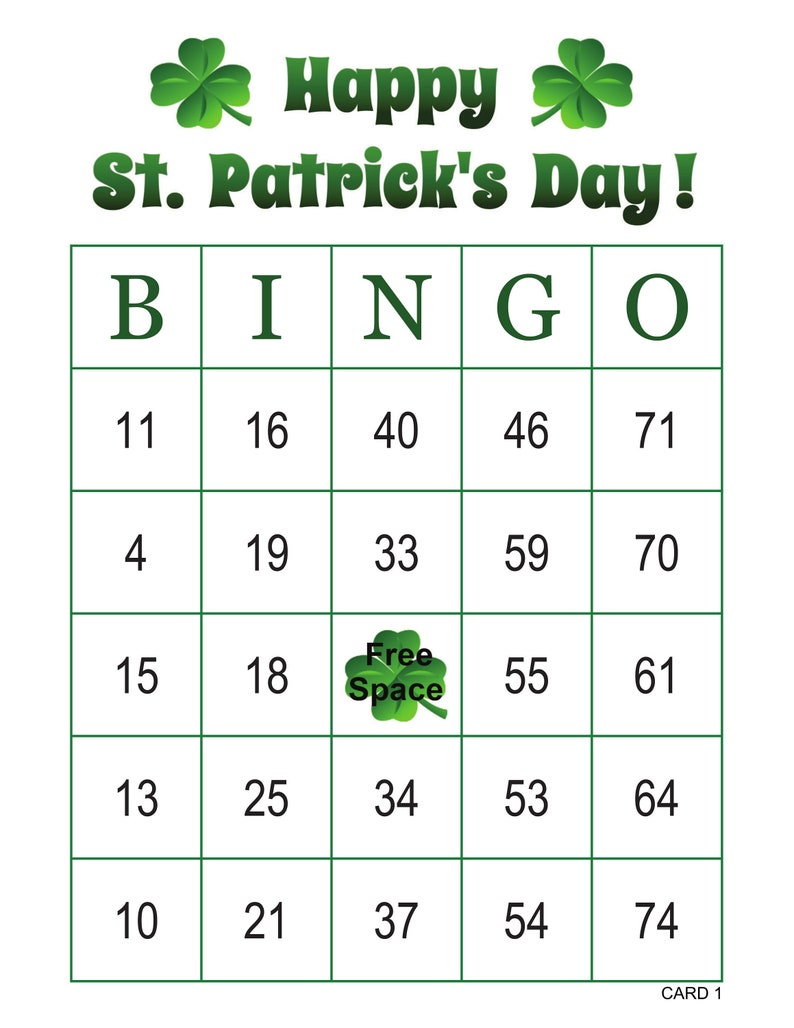200 St. Patrick's Day Bingo Cards Pdf Download 1 2 and - Etsy